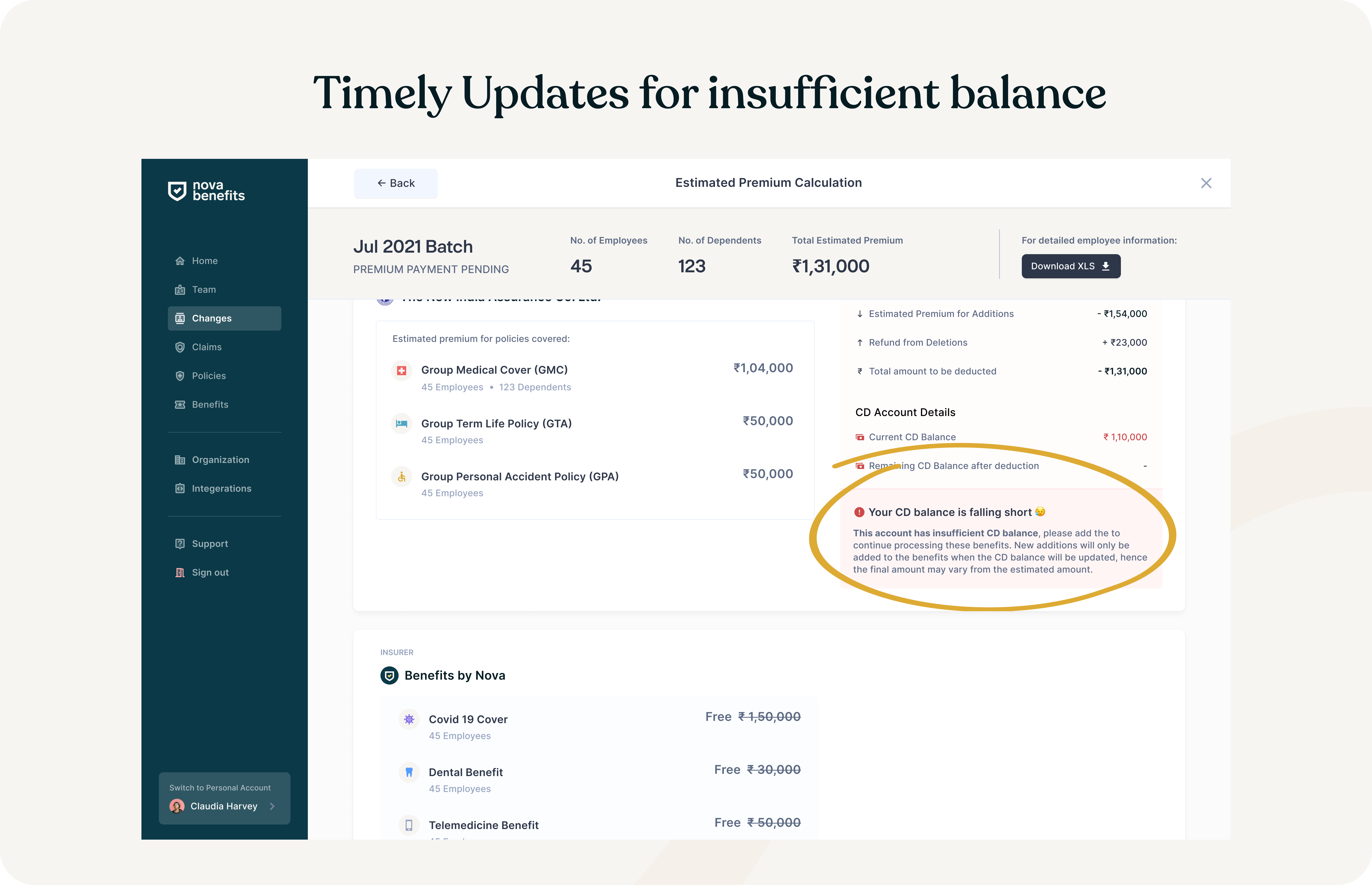 Nova Benefits ensures maximum visibility on CD Balance and CD Account